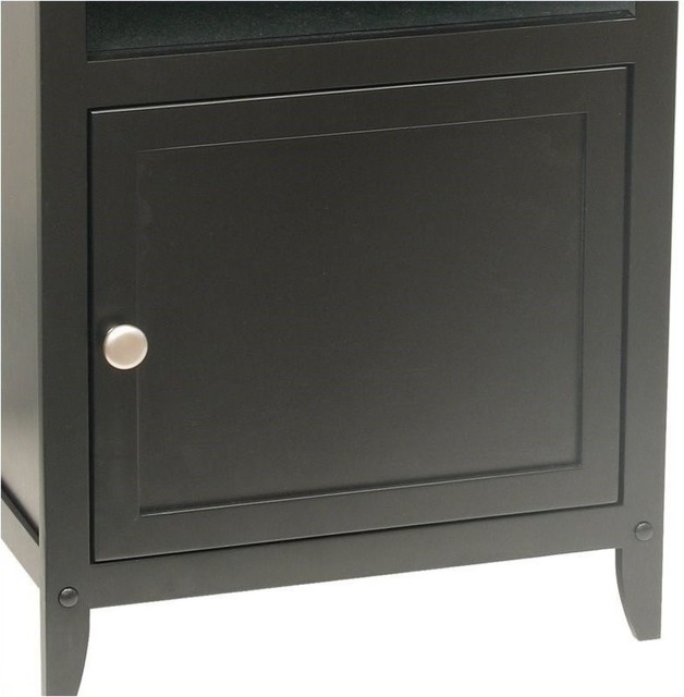 Pemberly Row Transitional Solid Wood End Table with Cabinet in Black ...