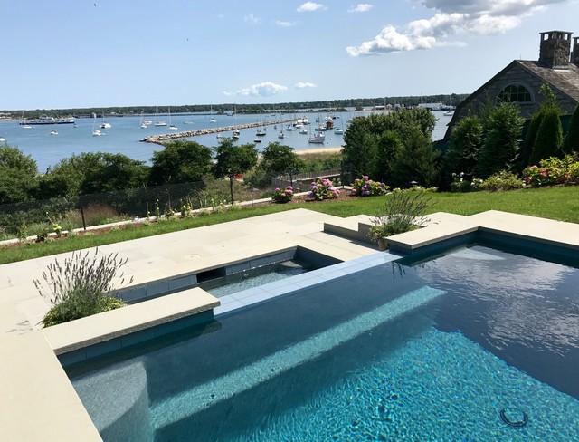 Prism Blue Pebble Sheen w/ Mountain Blue Tile - Beach Style - Boston ...