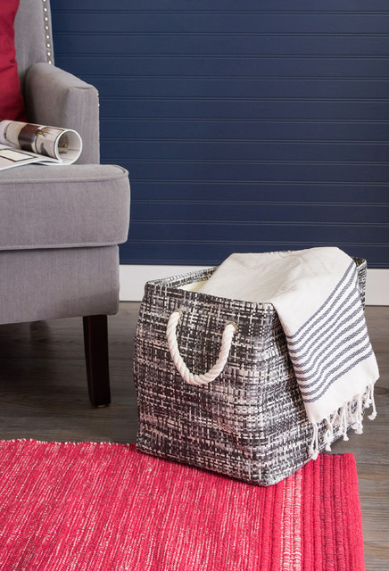 DII Paper Bin Tweed Black Rectangle Small 11x10x9" - Beach Style ...