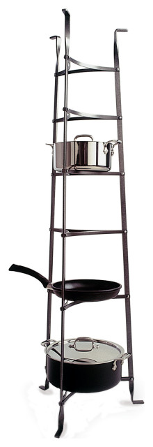 Handcrafted 6-Tier Gourmet Cookware Stand Hammered Steel - Traditional ...