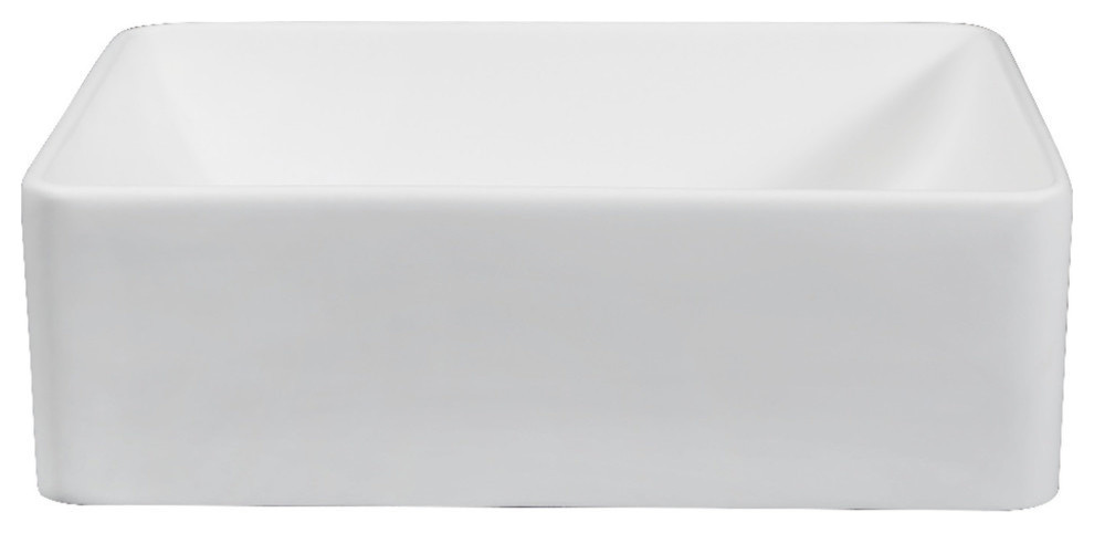 Fauceture Solid Surface White Stone Vessel Sink, Matte White, 19-11/16 ...