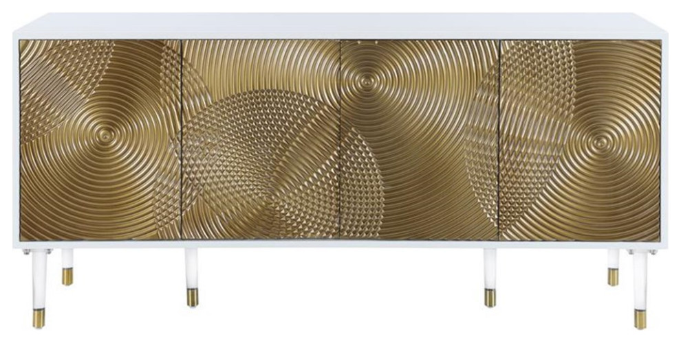 Pemberly Row Solid Wood Sideboard/Buffet in White Lacquer/Gold ...