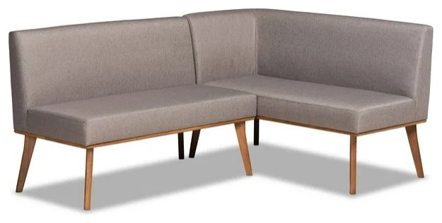 Retro Grey Fabric Upholstered Dining Corner Sofa Bench with Walnut ...