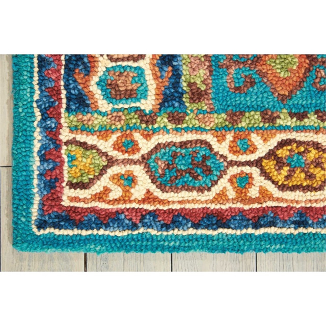 Nourison Vivid 5' x 7'6" Teal Persian Indoor Rug Wool - Mediterranean ...