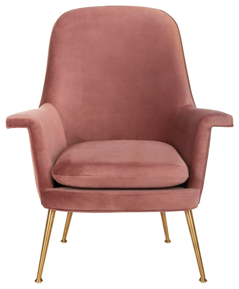 Bethany Velvet Arm Chair, Dusty Rose - Midcentury - Armchairs And ...