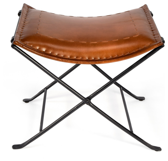 Butler Melton Leather Stool - Industrial - Vanity Stools And Benches ...