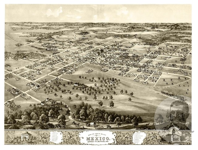Old Map of Mexico Missouri 1869, Vintage Map Art Print, 18"x24 ...