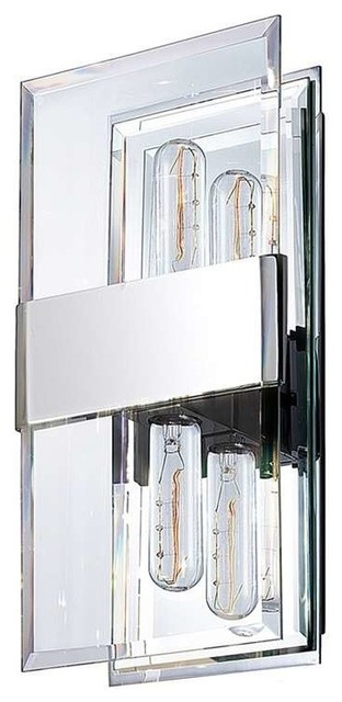 Mercer Street Urban Edge Double Sconce, Polished Chrome - Contemporary ...