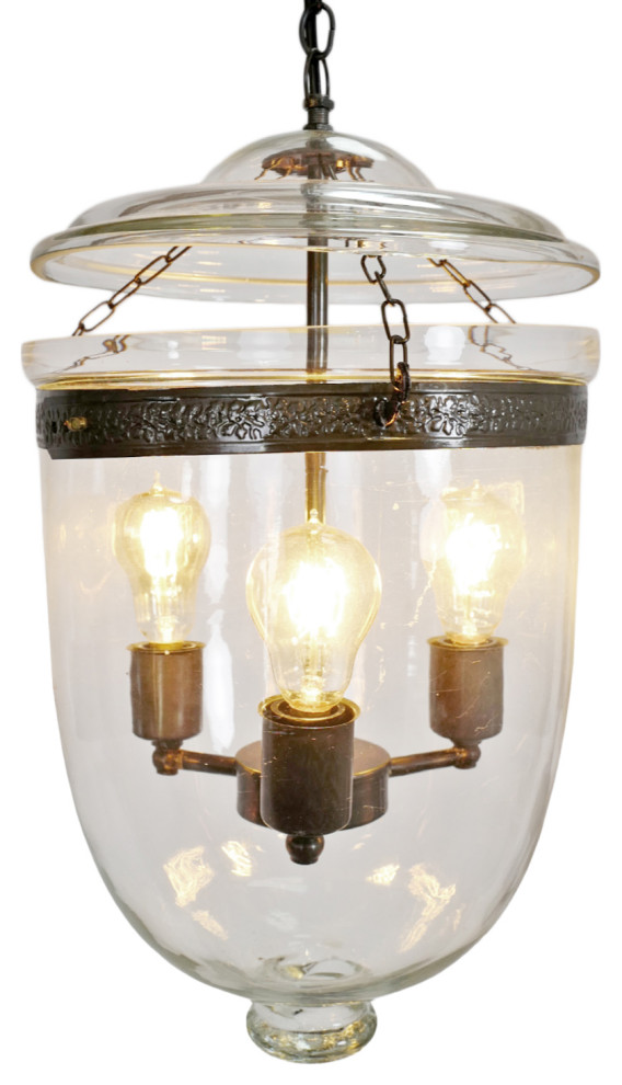 Vintage Clear Glass Hundi Light Medium - Transitional - Pendant ...