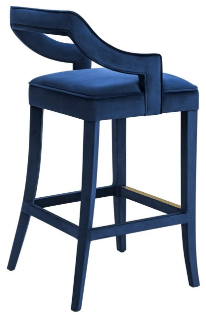 Tiffany Navy Velvet Counter Stool - Contemporary - Bar Stools And ...