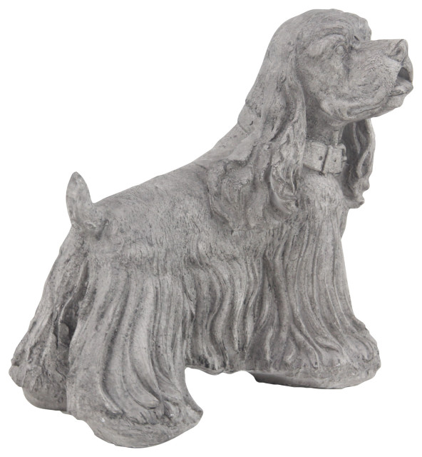 13 Inches Polystone Frame Dog Sculpture in Standing Position, Gray ...