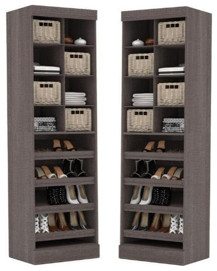 Home Square 2 Piece Multi-Storage Cubby Set in Bark Gray - Transitional ...