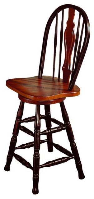 Sunset Trading Keyhole 24" Wood Barstool/Counter Stool in Antique Black ...