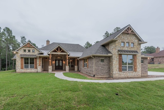 Rustic Craftsman Style Custom Home - Craftsman - Exterior - Houston ...