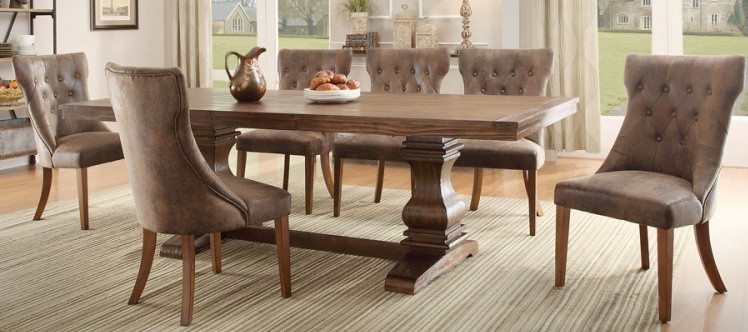 Cherry wood floor and light wood dining set