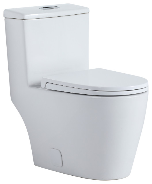 27 Inch Ceramic One Piece Toilet with Soft Close Seat - Contemporary ...
