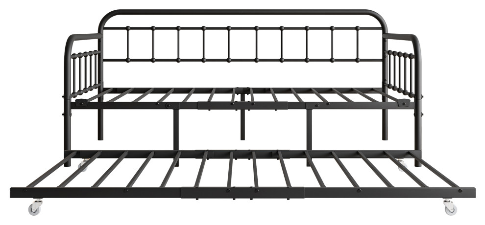Gewnee Twin Size Metal Daybed Frame with Trundle - Transitional ...