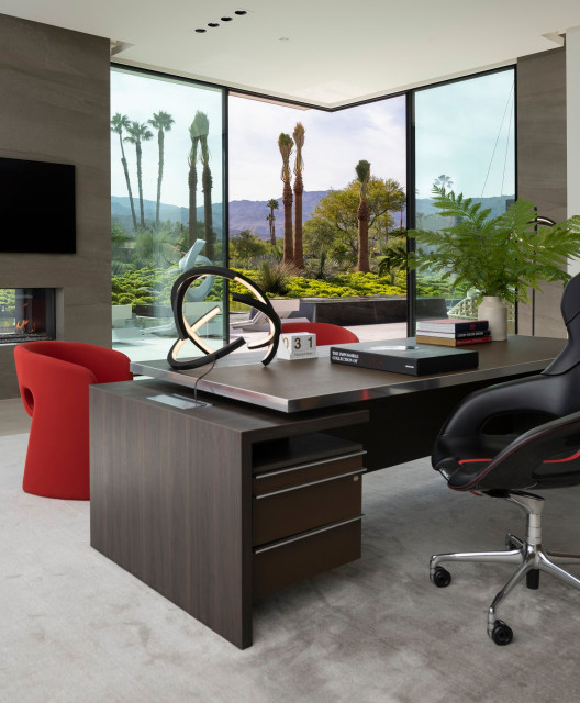 Serenity Indian Wells luxury desert mansion modern home office views ...