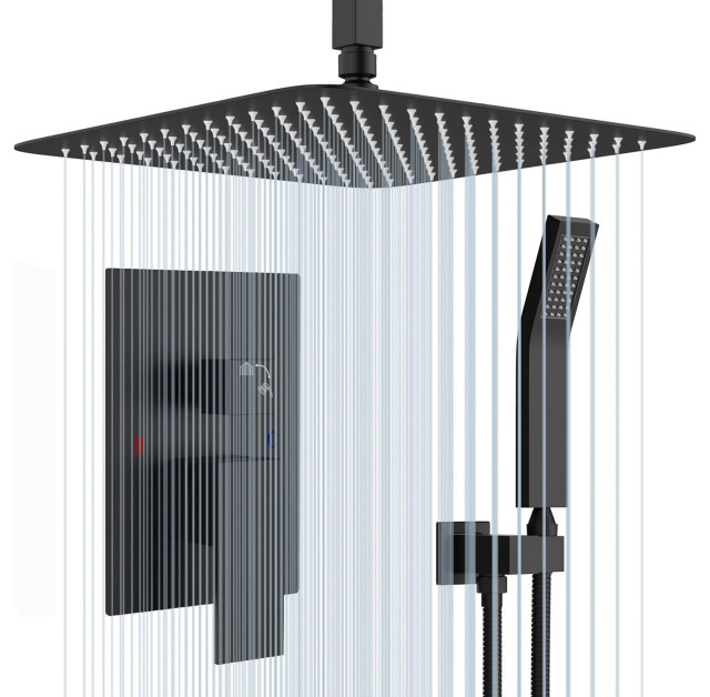 Ceiling Mounted Shower System Set With 12" Rain Shower Head ...