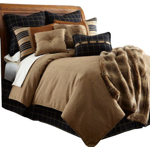 Ashbury Tan Bedding Set, Luxury Cabin Bedding, Queen - Rustic ...