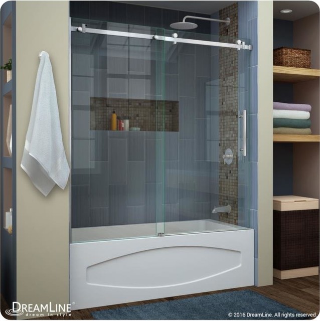 DreamLine Enigma Air 56 to 60" Frameless Sliding Tub Door, SHDR-64606210-07 - Contemporary - Tub ...