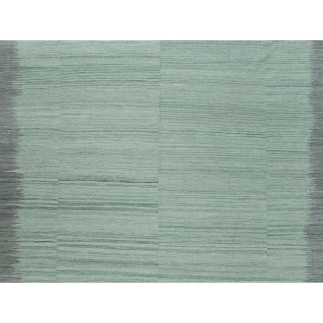 Oversize Light Green Flat Weave Kilim Hand Woven Reversible Rug, 12'0 ...