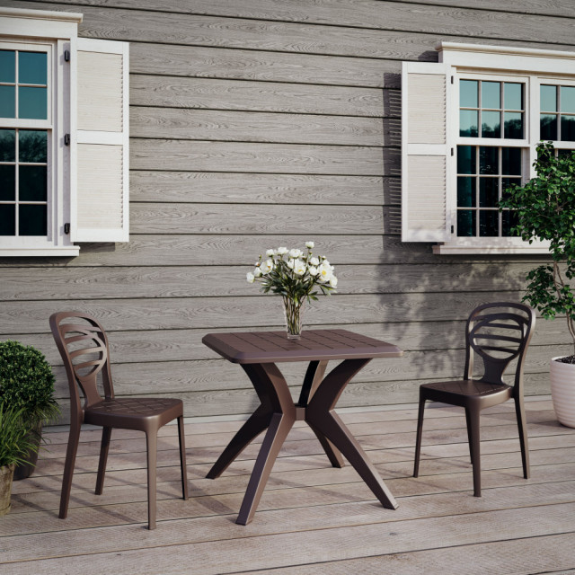 Kova Chairs & Marcella Table Set, Brown - Transitional - Outdoor Dining ...
