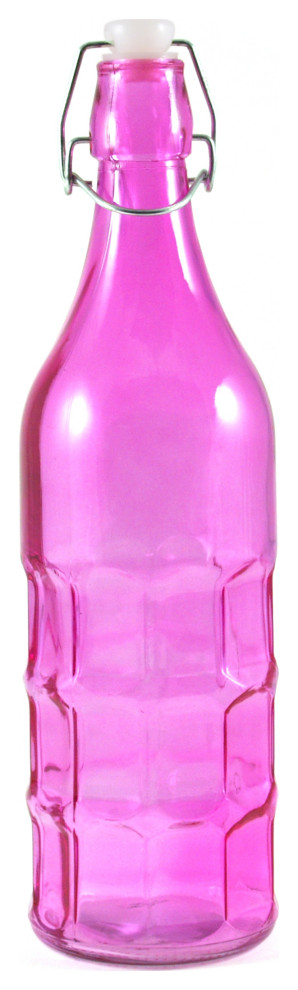 Complete Kitchen Pink Glass Dimple Bottle Bail - Transitional - Water ...