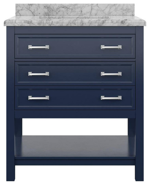 Affinity Bathroom Vanity With Carrara Marble Countertop, 31 in ...