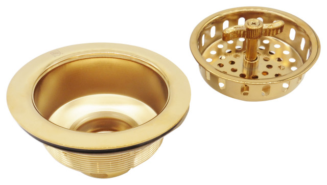 Two Wing Nut Style Large Kitchen Basket Strainer, Polished Brass ...