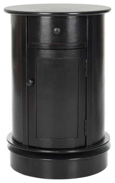 Amos Swivel Accent Table, Distressed Black - Transitional - Side Tables ...