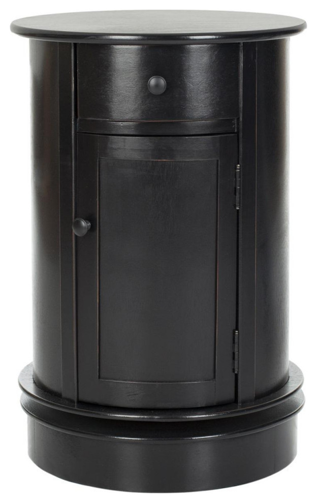 Amos Swivel Accent Table, Distressed Black - Transitional - Side Tables ...
