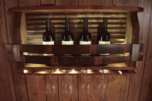Lighted Wine Rack - Rustic - Wine Racks - by All About Barrels | Houzz