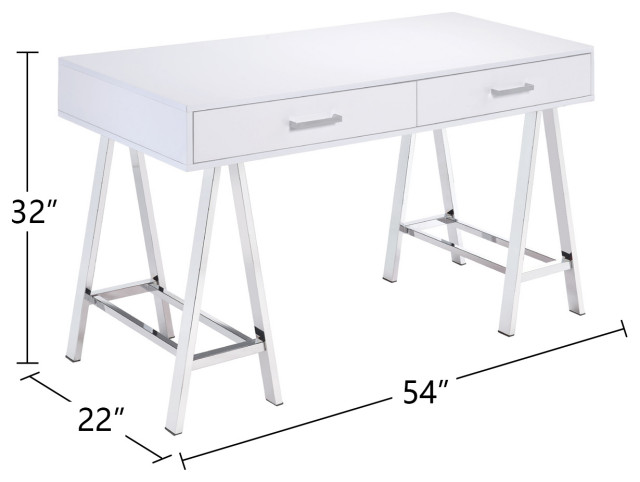 Metal Frame Desk, High Gloss Finish and Chrome - Contemporary - Desks ...