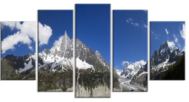 "Glacier nearby Chamonix Panorama" Metal Wall Art, 60"x32" 5 Panel ...