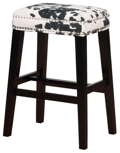 Walt Black Cow Print Bar Stool - Contemporary - Bar Stools And Counter ...