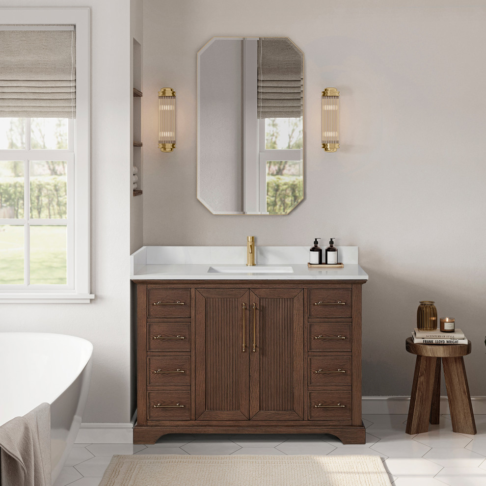 Tokyo Bath Vanity, Quartz Top No Mirror, 48" - Transitional - Bathroom ...