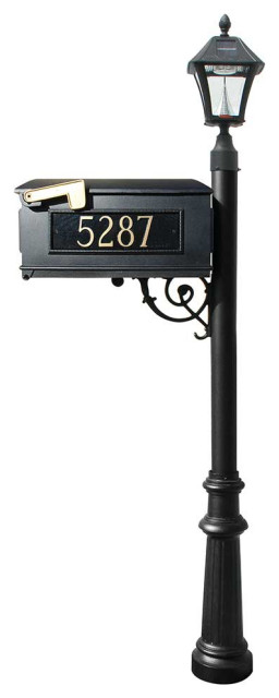 Mailbox Post System With Bayview Solar Lamp, 3 Address Plates And ...