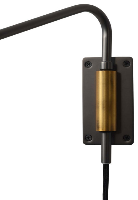 Swing Wall Lighting - Gunmetal with Matte White Shade, Plug-in, Dimmer ...