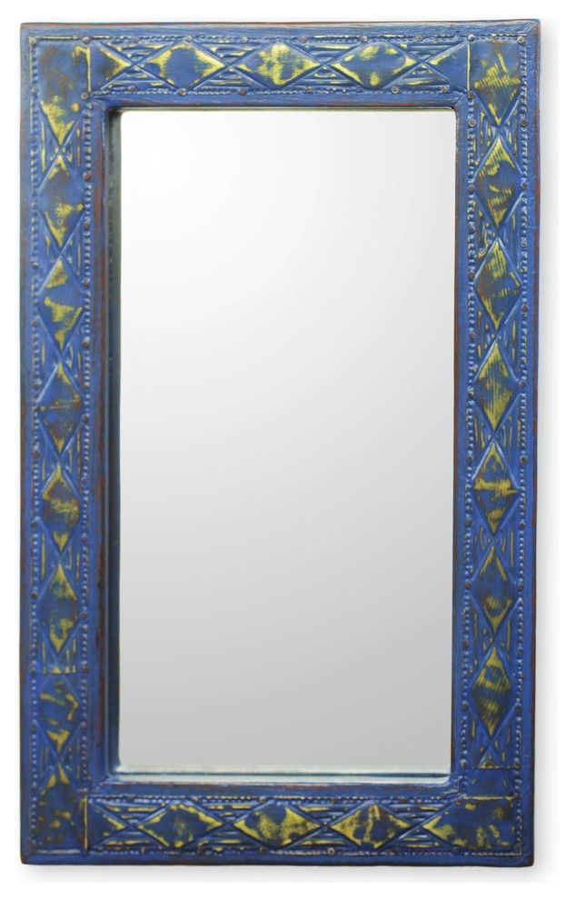 Antique Blue Wall Mirror - Traditional - Wall Mirrors - by NOVICA | Houzz