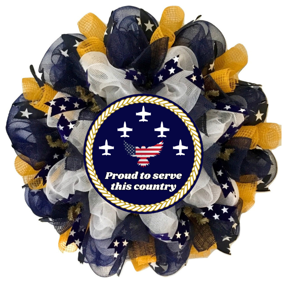 Military Appreciation Wreath with Jets and Stars and Stripes Eagle ...
