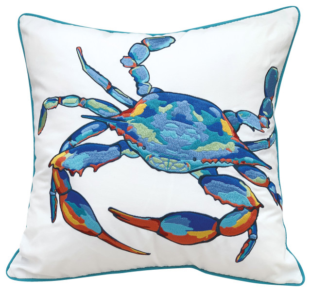 Tropical Punch Collection-Happy Crab Indoor/Outdoor Pillow - Beach ...