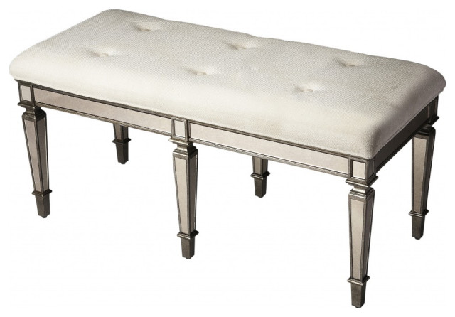 Silver Mirrored Bench - Traditional - Upholstered Benches - by ...