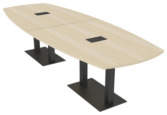 12 Ft Arc Boat Modular Conference Table Square Metal Bases w/Electric ...