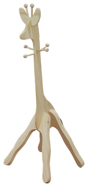 Pine 4' Child Size Giraffe Coat Rack - Contemporary - Coatracks And ...