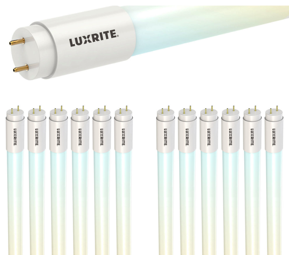 Luxrite 12-Pack 4FT T8 LED Tube Lights 5CCT Type B Up to 2250LM UL DLC - Modern - Fluorescent ...