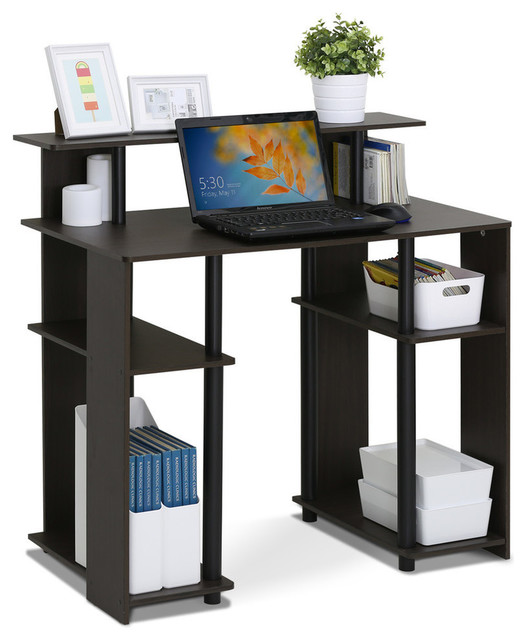 Jaya Simple Design Computer Writing Desk, Walnut - Contemporary - Desks ...