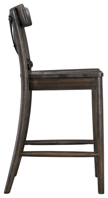 Bowery Hill 24" Transitional Wood Counter Stool in Dark Brown ...