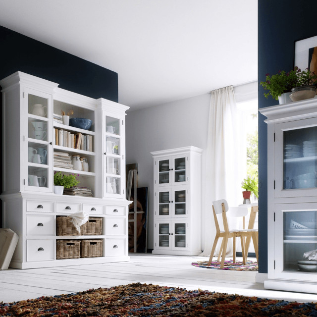 Classic White Two Level Storage Cabinet - Transitional - Storage ...