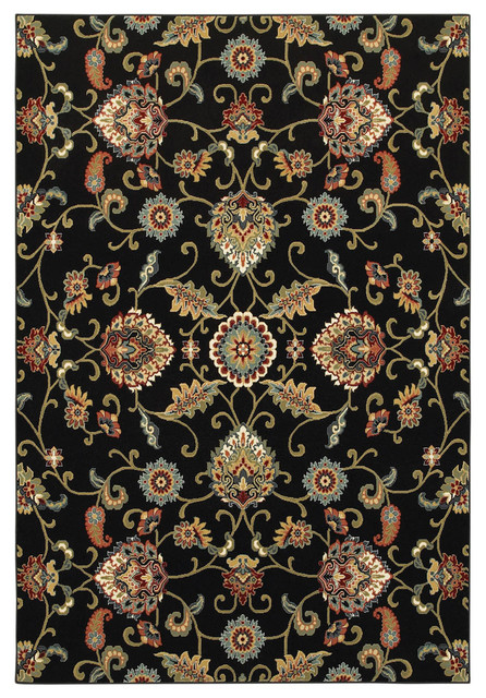Kashan Black Floral Rug - Traditional - Area Rugs - by Super Area Rugs